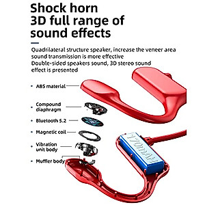 Bone Conduction Headphones Open Ear Wireless Bluetooth 5.2 Sports Headphones Built-in Mic Sweat Waterproof Long Battery Life Headset for Running Cycling Workout Yoga