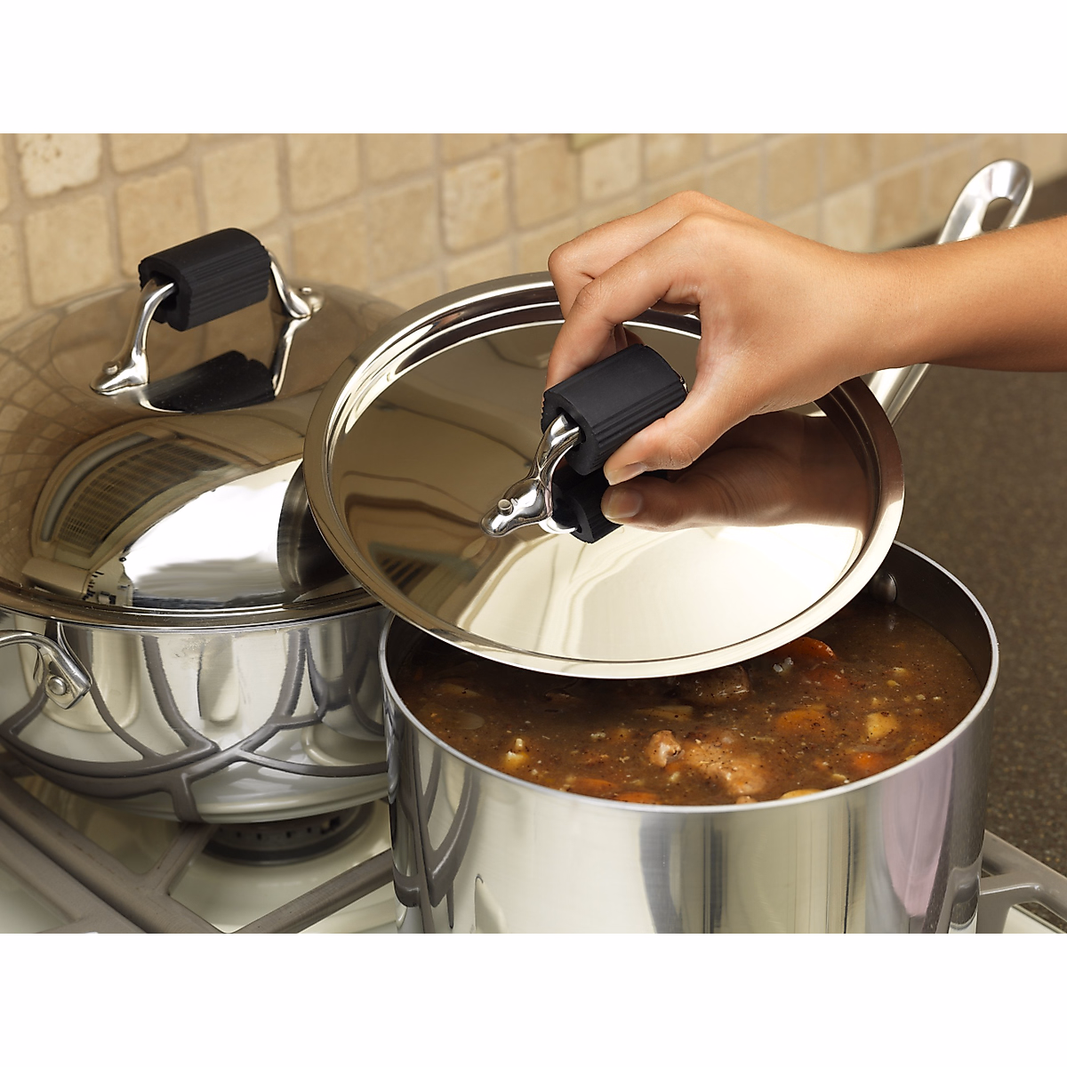 JAZ Innovations Touch Covers (Set of 3) -Fits on Any Pot Handle or Lid and Remains Cool, size:a, Black