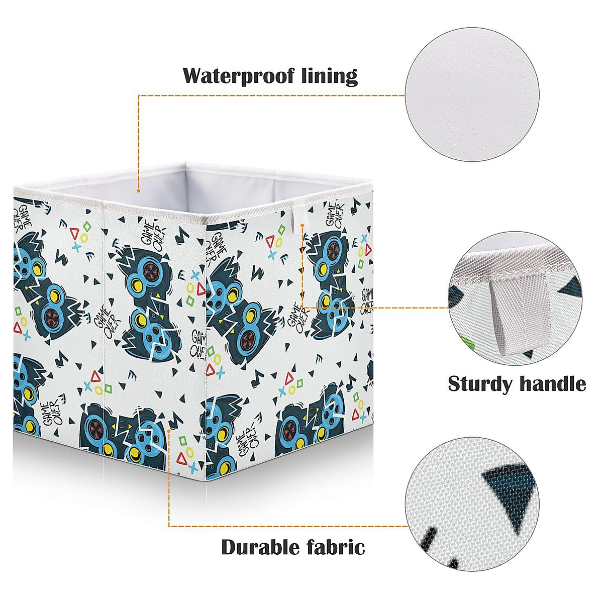 QUGRL Joystick Game over Storage Bins Organizer Gamepad Foldable Clothes Storage Basket Box for Shelves Closet Cabinet Office Dorm Bedroom 15.75 x 10.63 x 6.96 in