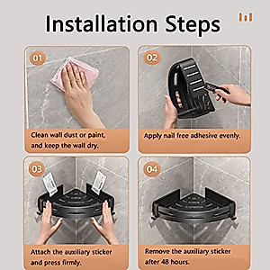 DHDestined Fateful 2 Pack Adhesive Corner Shower Caddy Organizer Shelf, No Drilling Kitchen Racks Shower Organizer Basket, Aluminum Storage Organizer for Shower Bathroom Kitchen Toilet