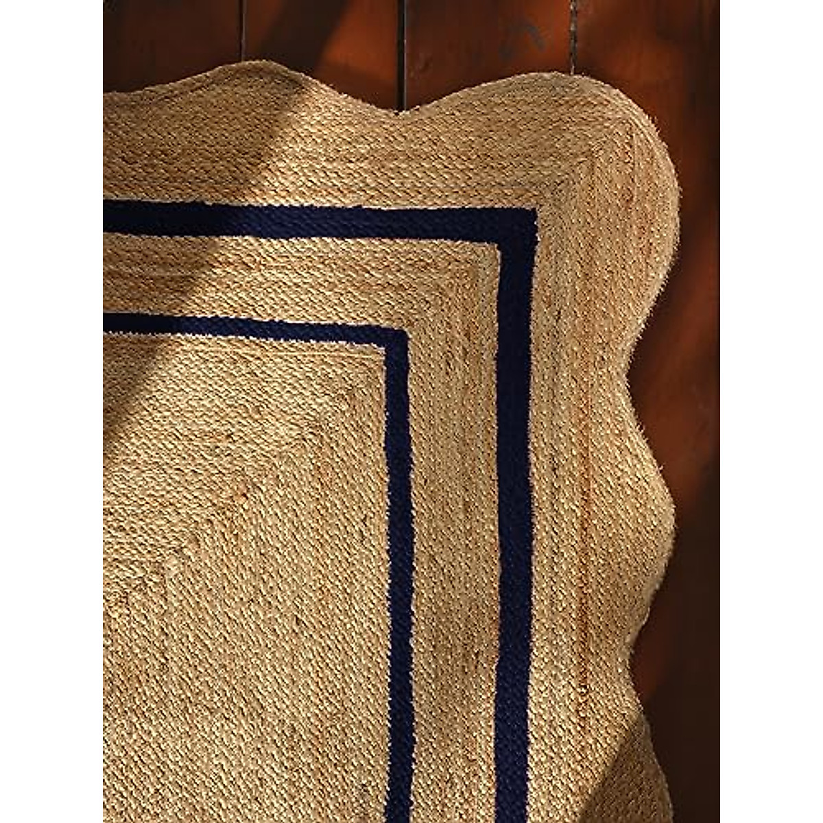 Handwoven Scalloped Jute Rug for Living Area 2x3 & 3x5- Braided Jute Runner Rug 2.6 x 6 ft for Kitchen & Entryway- Natural Farmhouse Scallop Jute Rug 5x7, Reversible Indoor & Outdoor Jute Rug 8x10