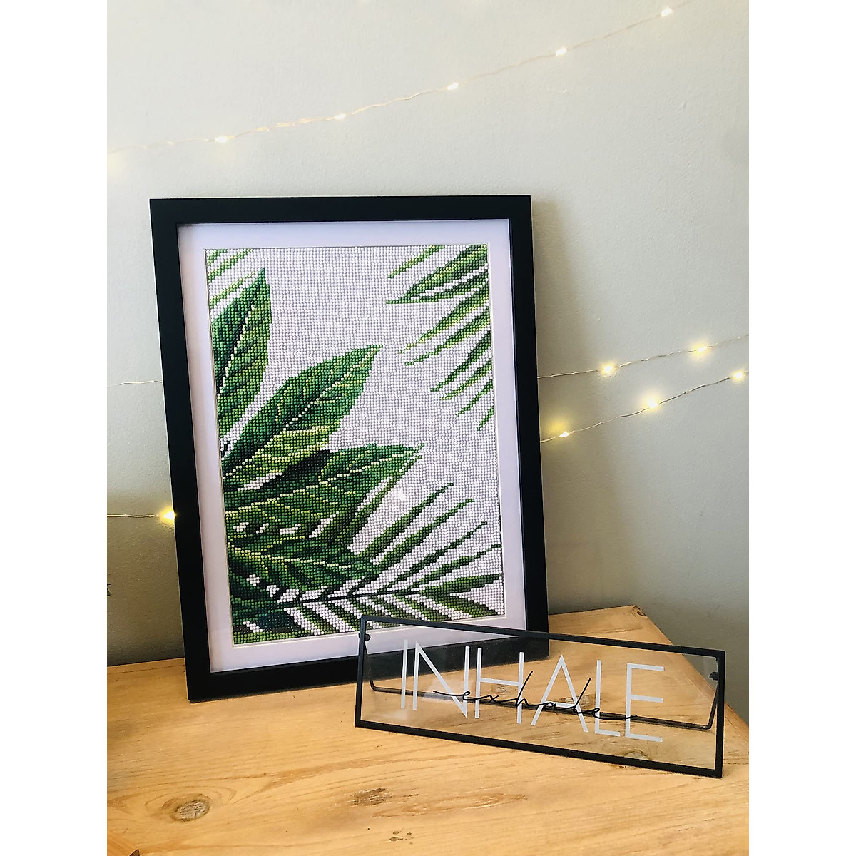 Betionol Diamond Painting Frames Set of 4, Display 12x16in/30x40cm Diamond Painting Kits or Photos, Black Natural Solid Wood Picture Frame with Acrylic Protection Glass, Back Mat And Hanging Kit