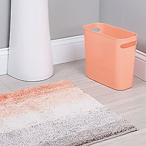 iDesign Ombre Microfiber Polyester Bath Mat, Non-Slip Shower Accent Rug for Master, Guest, and Kids' Bathroom, Entryway, 34" x 21", Coral, Ivory, and Gray