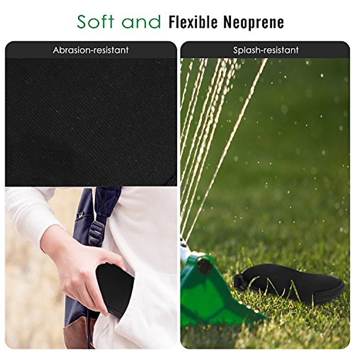 MoKo Eyeglass Soft Case, Zippered Neoprene Sunglasses Pouch with Clip for Men Women - Black