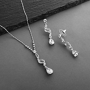 Mariell Cubic Zirconia Prom Jewelry Set, Necklace & Earrings Set for Brides, Bridesmaids, Wedding Jewelry