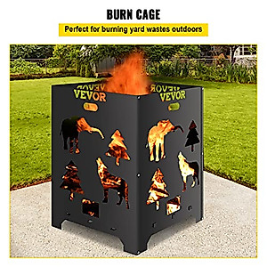 VEVOR Burn Barrel, 22x22x30.3 inch Burn Cage, Carbon Steel Cage Incinerator, Incinerator Barrel with Handle for Outdoors