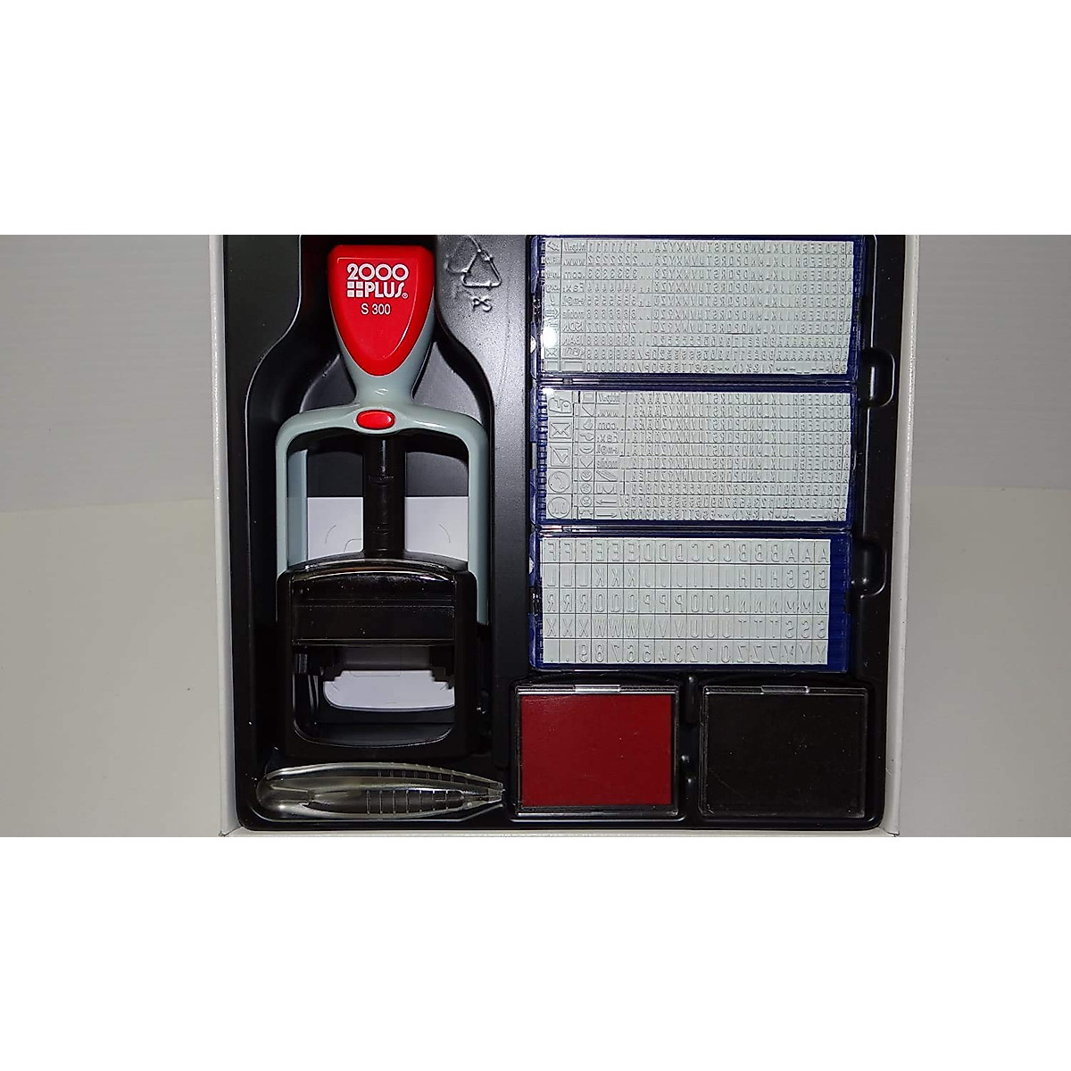 Cosco 2000 Plus® Custom Stamp Print Kit, 7-Lines, 1-3/4" x 1-1/4" Impression Area, Two-Color, Black and Red (026286)