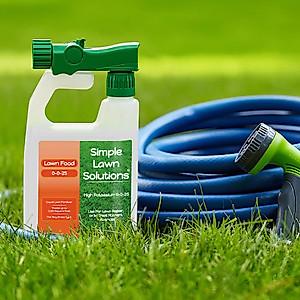 Simple Lawn Solutions - High Potassium Lawn Food Liquid Fertilizer 0-0-25 - Concentrated Spray - Turf Grass Vigor and Plant Hardiness - Summer and Fall - Any Grass Type (32 Ounce)