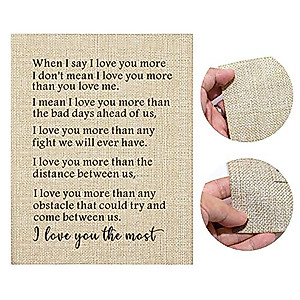 Corfara Framed Burlap Print 11" W X 13" H, Gifts for Men Anniversary, Wife Birthday Gifts from Husband, I Love You The Most, Valentine Day Gifts for Girlfriend, Boyfriend, Deployment Gift for Him, Her