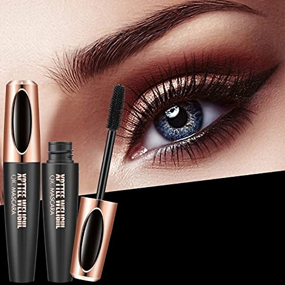 QIC 4D Silk Fiber Lash Mascara,Mascara Black Volume and Length,Waterproof & Smudge-Proof,Long-Lasting No Flaking,Voluminous Eyelashes Mascara,All Day Exquisitely Full (2PCS)