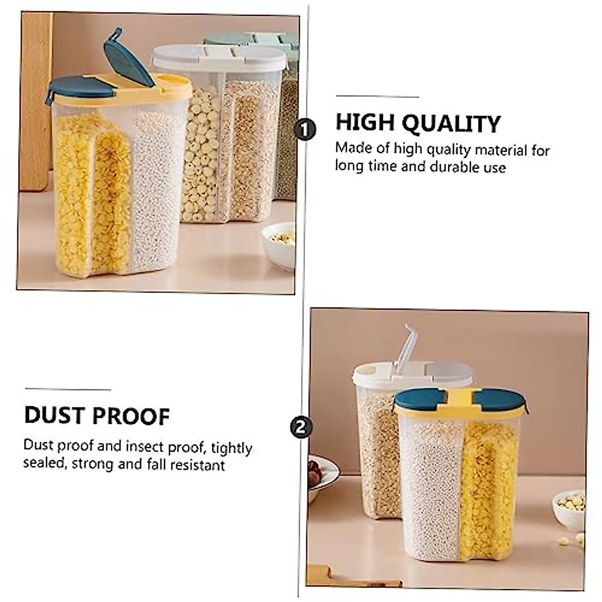 Alipis 3 Pcs Storage Tank Plastic Storage Bins Pet Food Plastic Storage Boxes Storage Boxes with Lids Kitchen Storage Bins Airtight Cereal Container Seal Box Kitchen Storage Boxes Grid Pp