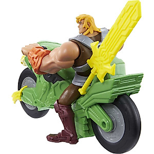 Masters of the Universe He-Man and The Action Figure + Vehicle Based on Animated Series, Articulated Battle Characters, Gift for 4 Years and Older