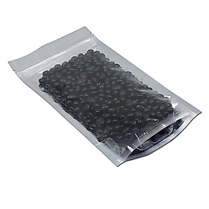 100 Pieces Stand Up Clear Front Zipper Lock Resealable Aluminum Mylar Foil Plastic Packaging Bag for Zip Heat Seal Package Lock with Tear Notch Long Term Food Storage 3.5x5.5 inch