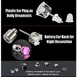 IC ICLOVER LED Earrings, Shiny Glowing LED Lighting Up Stylish Earring Studs Crown Shap Ear Drop Stud, Valentine's Day New Year Wedding Rave Dance Party Decoration Gifts for Women Men Boy Girls-Purple