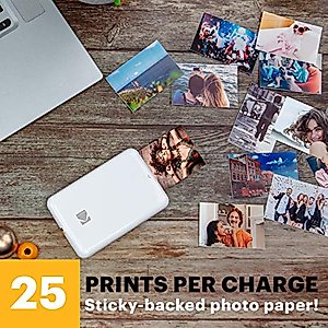 Kodak 2"x3" Premium Zink Photo Paper (100 Sheets) & Step Wireless Mobile Photo Mini Printer (White) Compatible w/iOS & Android, NFC & Bluetooth Devices
