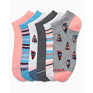 Nautica Women's Socks - Lightweight Athletic Low Cut Socks (6 Pack), Size 4-10, Heather Grey Asst