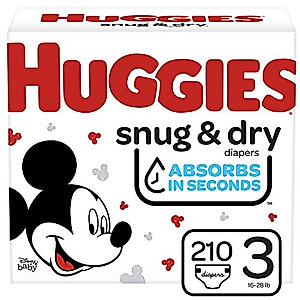 HUGGIES Snug & Dry Baby Diapers One Month Supply, 210 Count (Packaging May Vary)