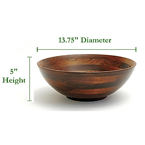 Lipper International Cherry Finished Footed Serving Bowl for Fruits or Salads, Large, 13.75" Diameter x 5" Height, Single Bowl