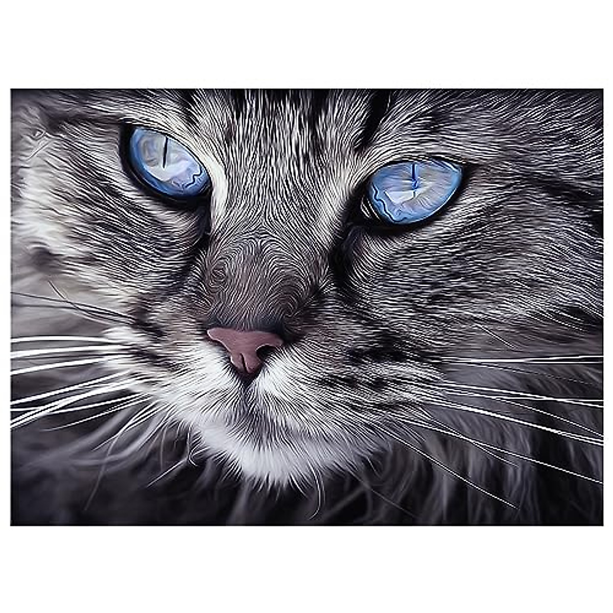 cat with Blue Eyes Stamped Cross Stitch Kits pet cat Adults Beginners Counted Cross Stitch Kits Needlecrafts for Home Wall Decor Cross Stitch Patterns/12x16 inch