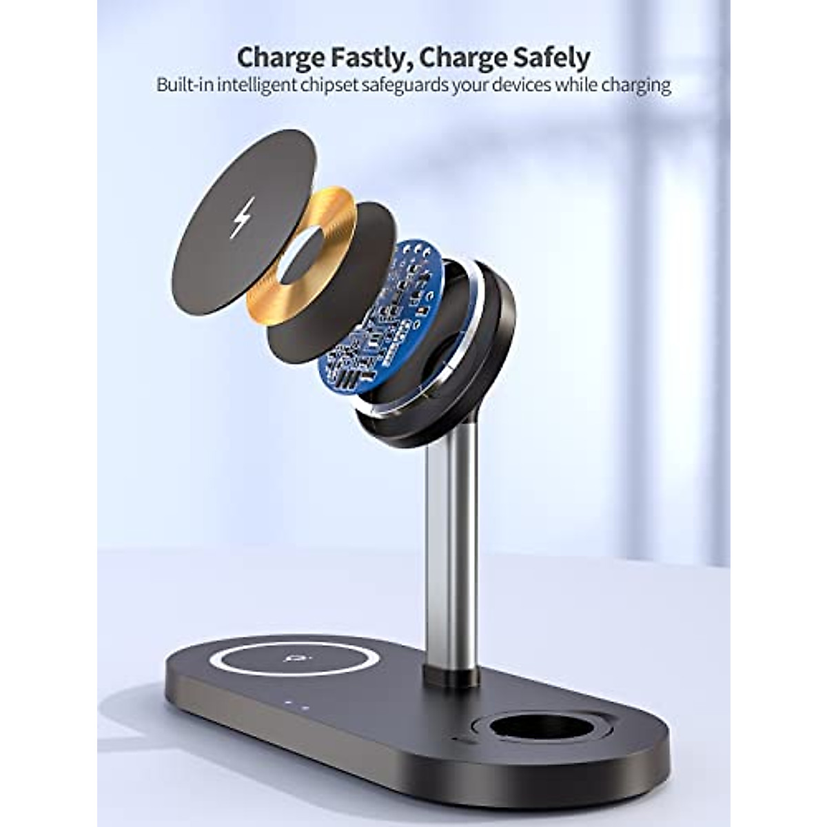 Magnetic Wireless Charging Station, Bototek Wireless Charger 3 in 1, 15W Fast Charger Stand + 20W USB C Power Adapter, for iPhone 13,12 Pro Max/Pro/Mini, iWatch 7/6/SE/5/4/3/2,AirPods 2/Pro/3