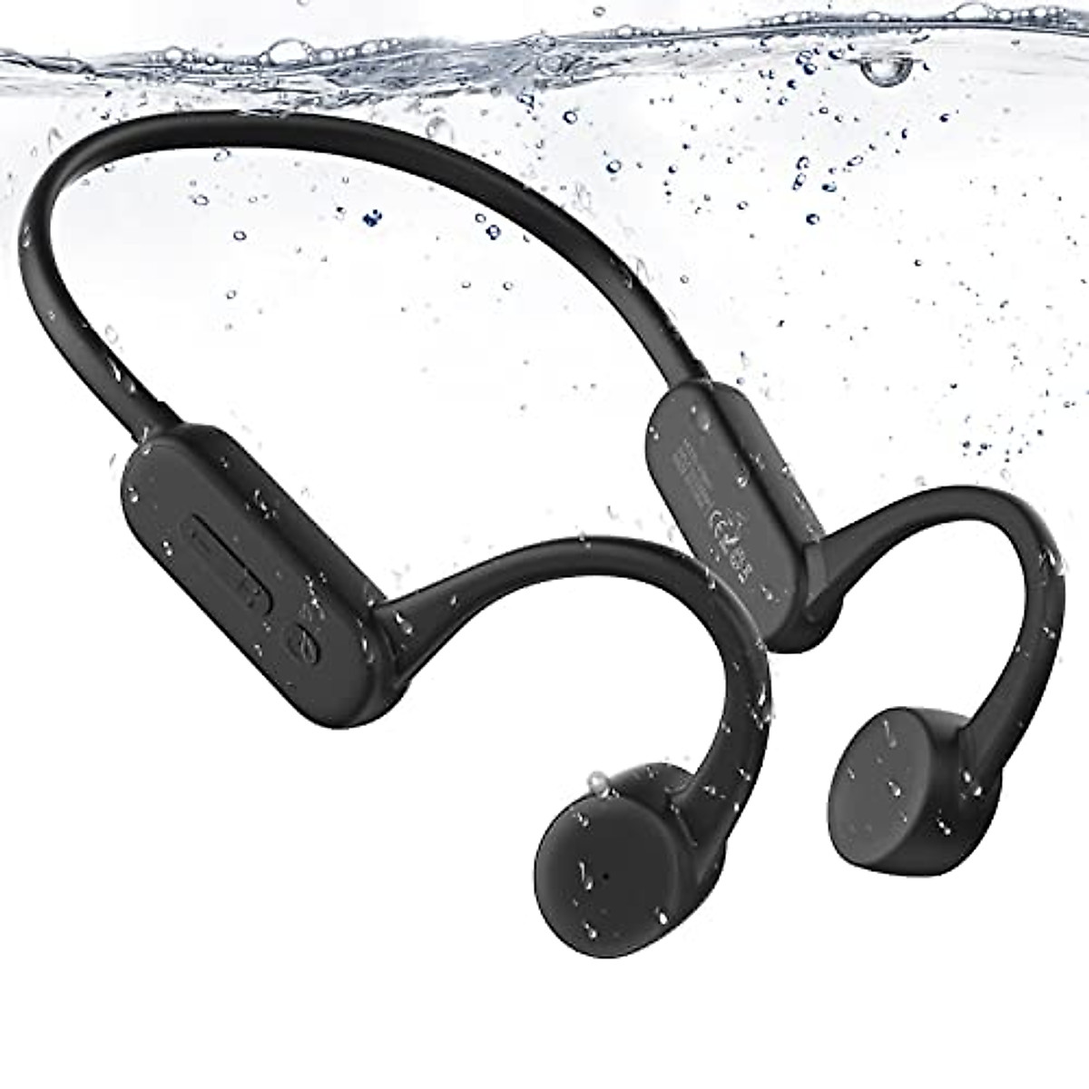 DYCROL Bone Conduction Headphones, Wireless Bluetooth 5.0 Open Ear Headphones Built-in 8G Memory IP68 Waterproof Sports for Workout, Running, Hiking, Cycling, Swimming and More Activities, Black