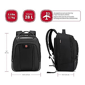 SWISSGEAR Carry-On Backpack with Quick Access Laptop Section - Fits laptops up to 17.3-Inch and Tablets - Black (SWA2328BD), Black, under-seat, Laptop