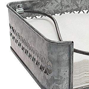 Stonebriar Rustic Silver Galvanized Metal Table Top Napkin Holder, Decorative Napkin Tray for Dining Table and Kitchen, Unique Tissue Dispenser for Bathroom, Horizontal Display, Gray