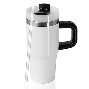 Lilsofee 1 Pack 14 oz Sublimation Blank Tumbler with Handle and Straw Stainless Steel Double Vacuum Insulation Skinny Mug Heat Press Transfer Printing DIY Cups