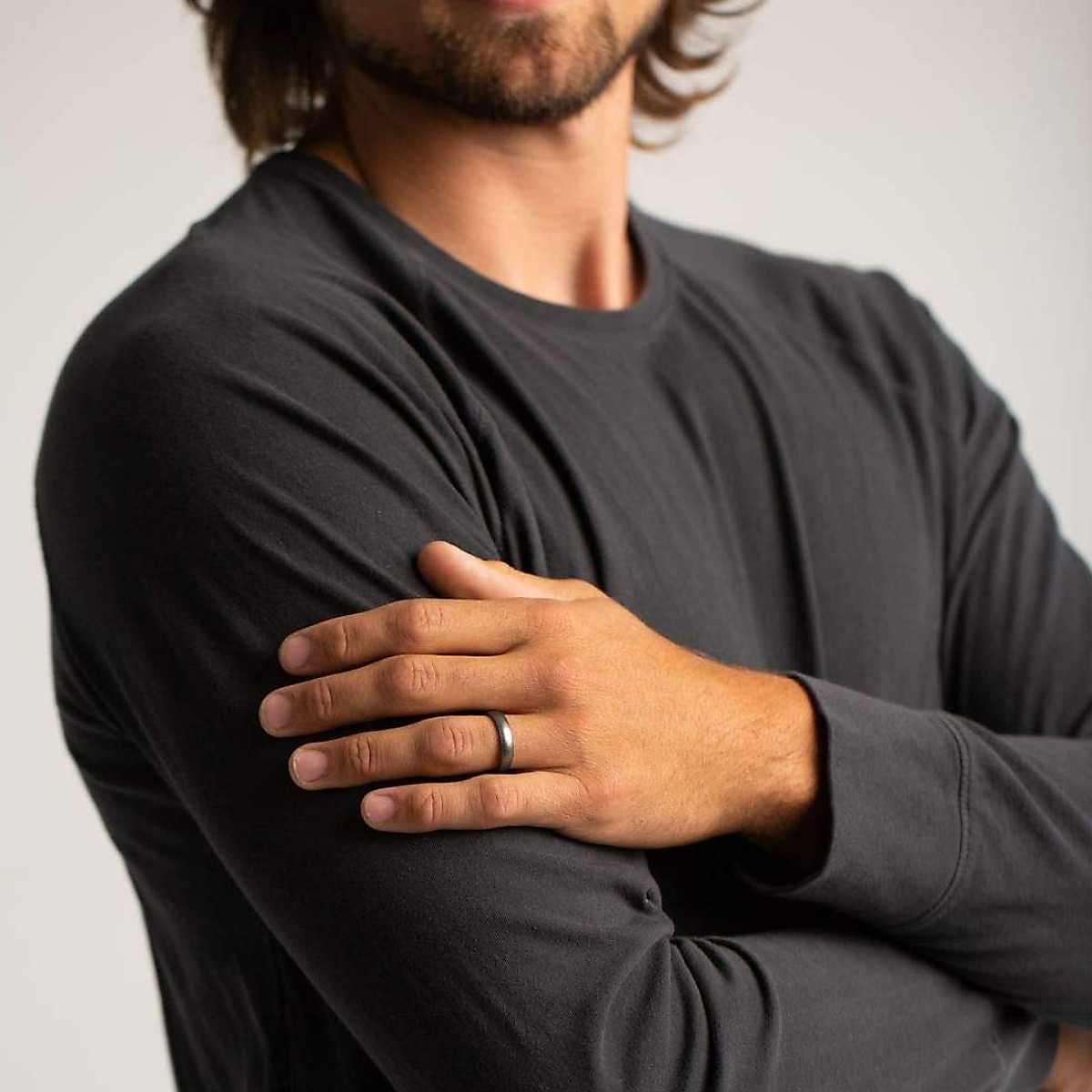 Enso Rings Thin Elements Silicone Ring Infused with Precious Elements – Stackable Wedding Engagement Band – 4.3mm Wide, 1.75mm Thick (Platinum, 9)