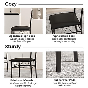 NAFORT 5-Piece Dining Table Set for 4, Modern 3/8’’ Tempered Glass Kitchen Room Table with 4 Upholstered Dining Chairs, Space-Saving Dinette Tables with Metal Frame for Apartment, Office