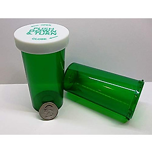 Plastic Prescription Green Vials/Bottles 25 Pack w/Caps Giant 40 Dram Size-Pharmaceutical Grade-The Ones We Sell to Pharmacies, Hospitals, Physicians, Labs