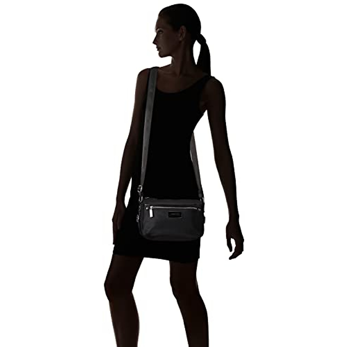 Calvin Klein Sussex Nylon Top Zip Crossbody, Black/Silver