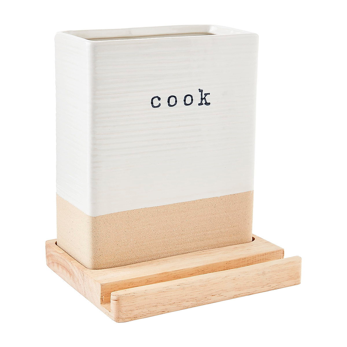 Mud Pie Cookbook & Utensil Caddy, 6.5" x 7.5", Brown