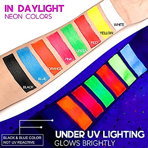 Pink Face Paint Sticks UV Body Panit - 0.75 oz Professional Blacklight Reactive Glow Paint for Adult Kids, Oil Foundation Makeup Blendable Sticks, Glow in The Dark Paint Neon Party Supplies