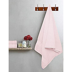 GLAMBURG Ultra Soft 8-Piece Towel Set - 100% Pure Ringspun Cotton, Contains 2 Oversized Bath Towels 27x54, 2 Hand Towels 16x28, 4 Wash Cloths 13x13 - Ideal for Everyday use, Hotel & Spa - Pink