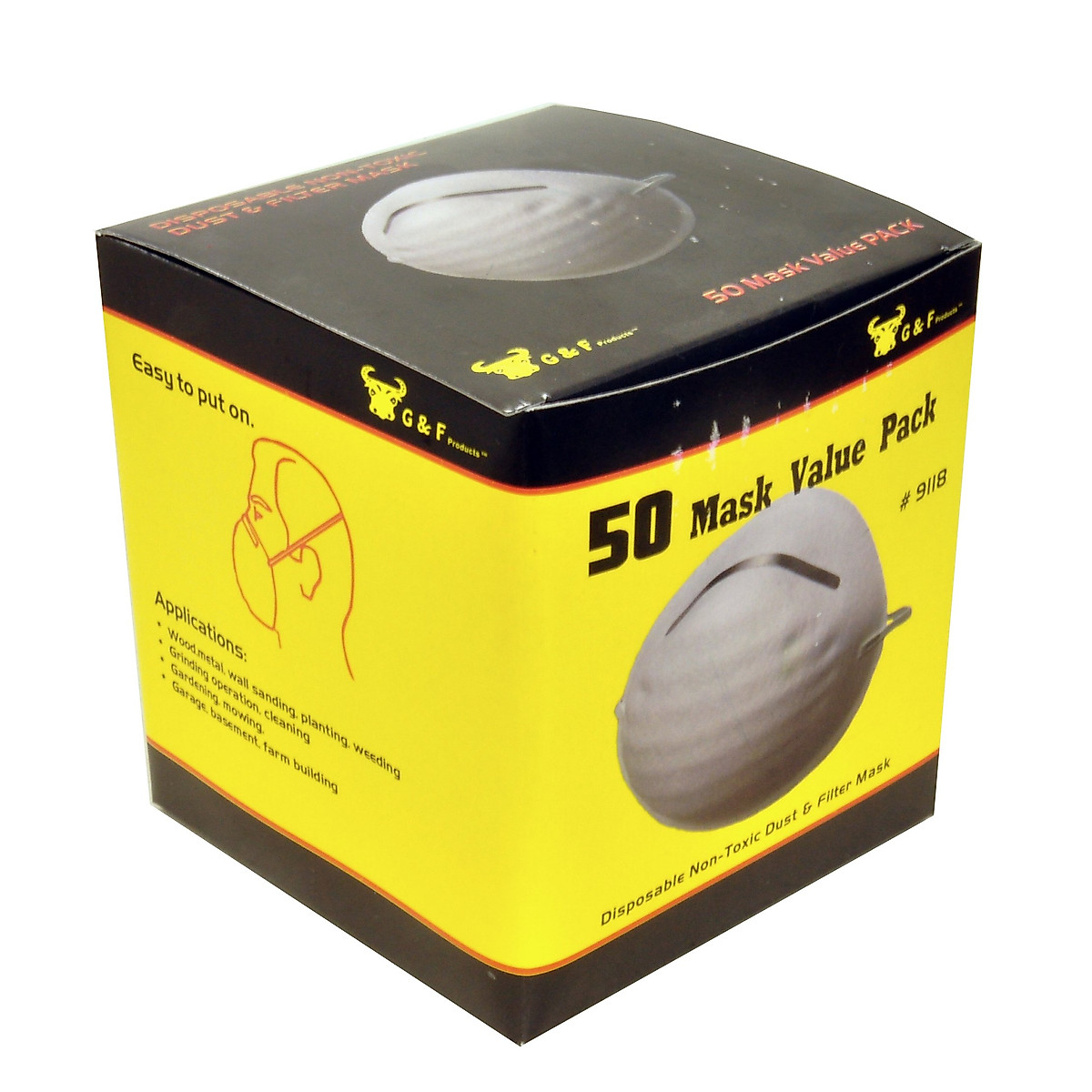 G & F 9118 Disposable Non-Toxic Dust and Filter Mask for cleaning, 50 Mask Value Pack