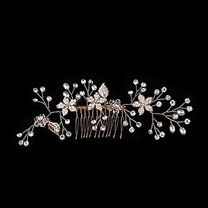 maxgoods Bridesmaid Hairpins Women Girls Headpieces Crystal Peals Hair Accessories Handmade Hair Ornaments(N-Gold)