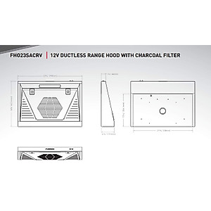 Furrion 12V RV Under-Cabinet Ductless Range Hood with Replaceable Charcoal Filter, LED Light, Exhaust Fan, VibrationSmart Technology & CSA Certification (Stainless Steel) - FHO23SACRV-SS-FMB