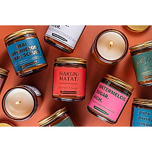 Hakuna Matata Lavender Soy Wax Candle (9oz) ; Disney Gifts for Women, Disney Collectibles, Disney Home Decor, Unique Friend Xmas Gift Idea, Adults Disney Candle Housewarming Gifts for Disney Lovers