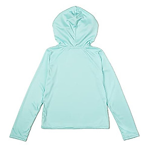 Speedo girls Uv Swim Long Sleeve Rashguard Rash Guard Shirt, Hooded Aqua Splash, Large US