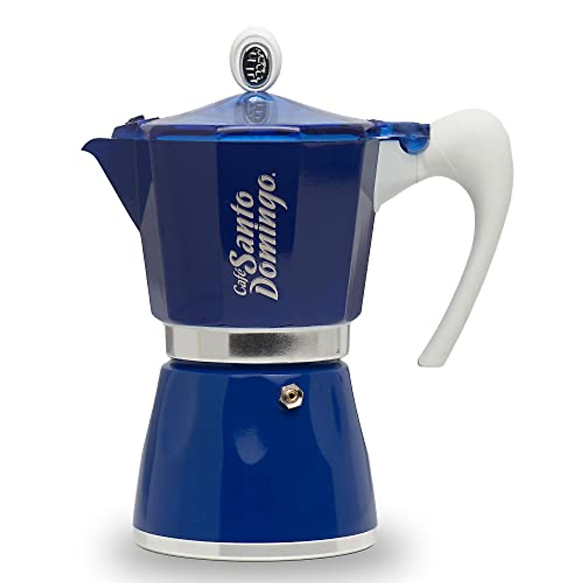 Café Santo Domingo LA BANDERA COLLECTION Stovetop Moka Pot, 6 Cup, Dominican Coffee Maker, Espresso Maker (Blue)