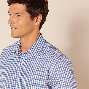 Amazon Essentials Men's Regular-Fit Long-Sleeve Casual Poplin Shirt, Blue White Checked, X-Large