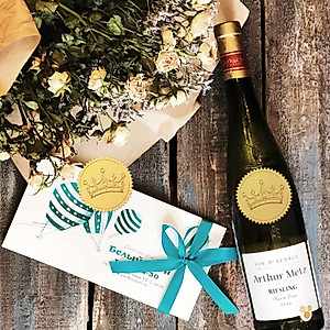 CRASPIRE 100pcs Crown Stickers 2" Gold Certificate Seals Embossed Gold Foil Round Self Adhesive Embossed Stickers for Wedding Invitations Envelope Graduation Notary Corporate Monogram Seals