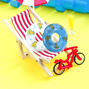 LOGOFUN 10pcs Mini Swimming Ring Inflatable Swim Ring Duck Pattern Small Swim Rings Toy Adorable Swimming Rings for Doll House Accessories - Multicolored