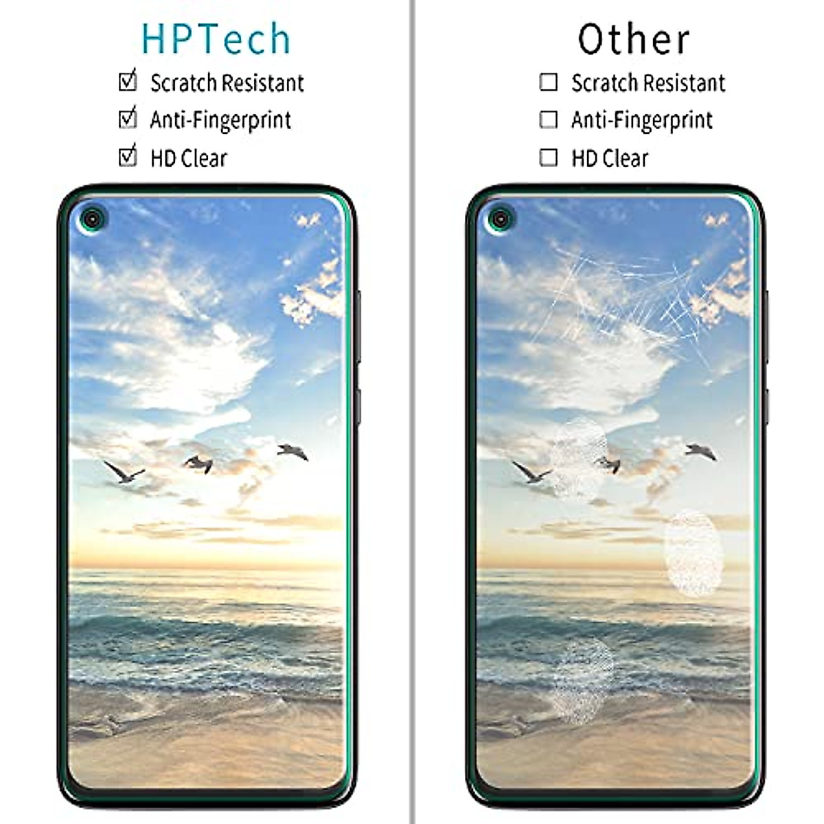 HPTech (2-Pack) Compatible for Moto G Power 2021 Tempered Glass Screen Protector, 9H Hardness, Cutout Camera Hole, HD Clear Case Friendly