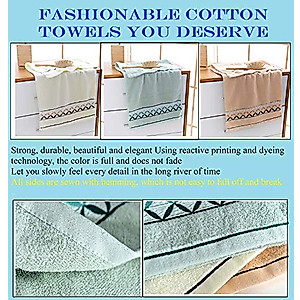 Newraturner 4 Pack Cotton Hand Towels,100% Cotton Face Towels, with Print Cotton Hand Towels, Super Soft and Highly Absorbent Hand Towel for Bathroom (14 x 30 Inch)(Maoj-4P)