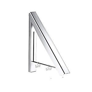 SCLX Retractable Clothes Rack - Wall Mounted Folding Clothes Hanger Drying Rack for Laundry Room Closet Storage Organization, Aluminum, Easy Installation (Silver)