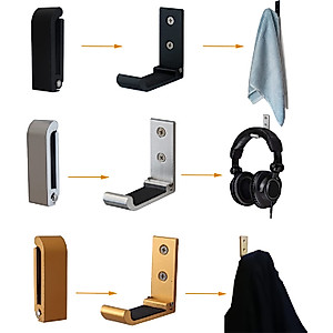 Yiaizhuo 6 Foldable Hooks, Folding Coat Hooks, Wall Mount, Wall Bracket for Coats Towel Bags Hats Gadget Headphone Fitness Equipment Heavy Duty Aluminum Alloy Gold