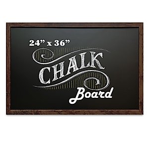 Loddie Doddie Magnetic Chalk Board - 24"x36" - for Kitchen and Wall Decor - Easy-to-Erase Magnetic Chalkboard - Framed Magnet Blackboard - Hanging Black Chalkboards (Rustic Frame)