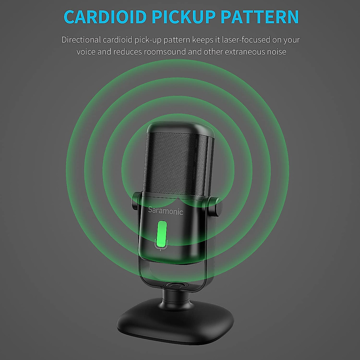 Saramonic SR-MV2000 Plug&Play Premium Cardioid USB Condenser Microphone, with Vocal Effects, Compact Footprint, Latency-Free, for Gaming, Streaming and Podcasting on PC and Mac - Mini